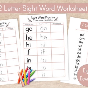 Sight Words Worksheets, Printable Sight Word Activities, 2 Letter Sight ...