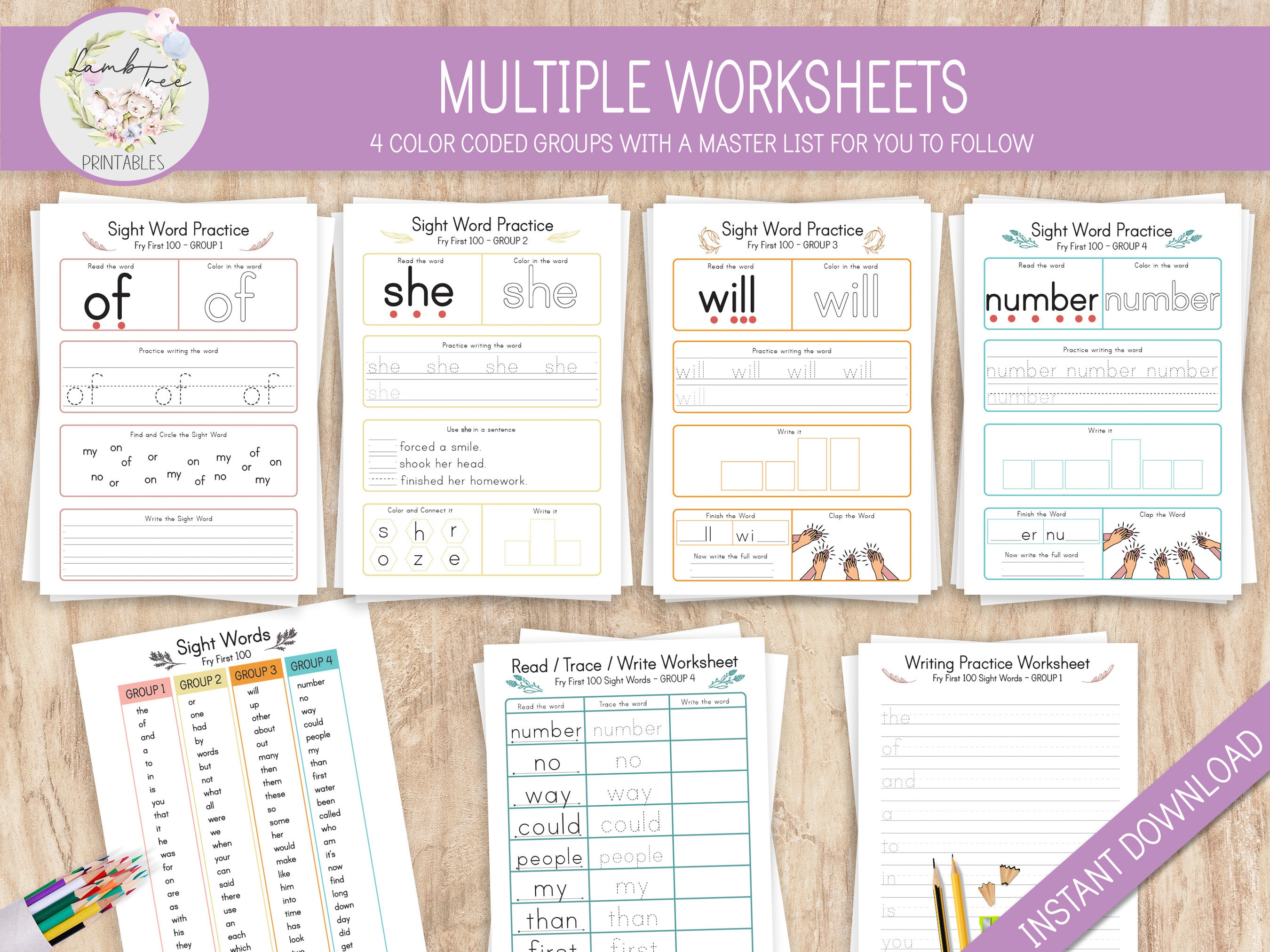 Sight Word Practice Learn to Read Fry 100 Sight Words 1st - Etsy