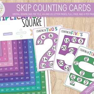 Skip Counting Cards, Printable Multiplication Resources, Skip Counting ...