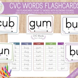 CVC Words Flashcards, CVC Printable Flashcards, Instant Download ...