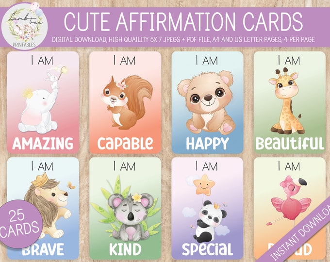 45 Printable Positive Affirmation Cards for Kids, Motivational Cards ...
