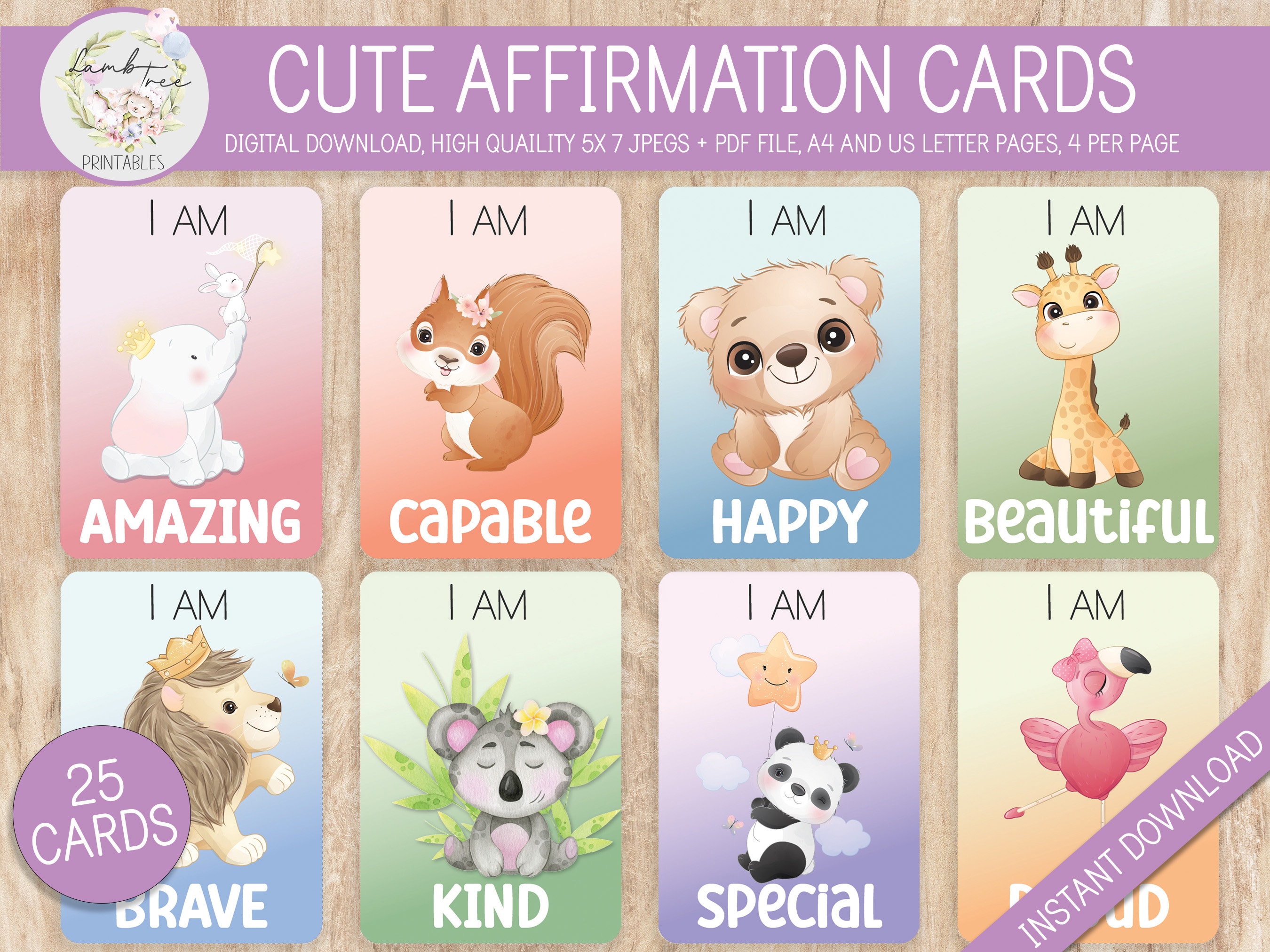 Cute Affirmation Cards for Kids, Motivational Cards for Children ...