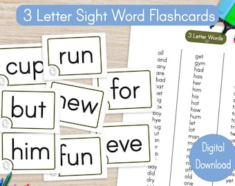 Sight Words Worksheets, Printable Sight Word Activities, 3 Letter Sight ...