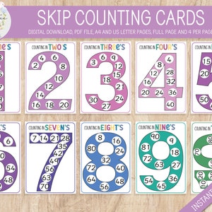 Skip Counting Cards, Printable Multiplication Resources, Skip Counting ...