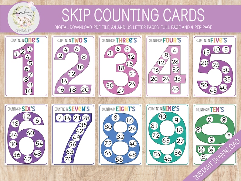 Skip Counting Cards Printable Multiplication Resources Skip - Etsy