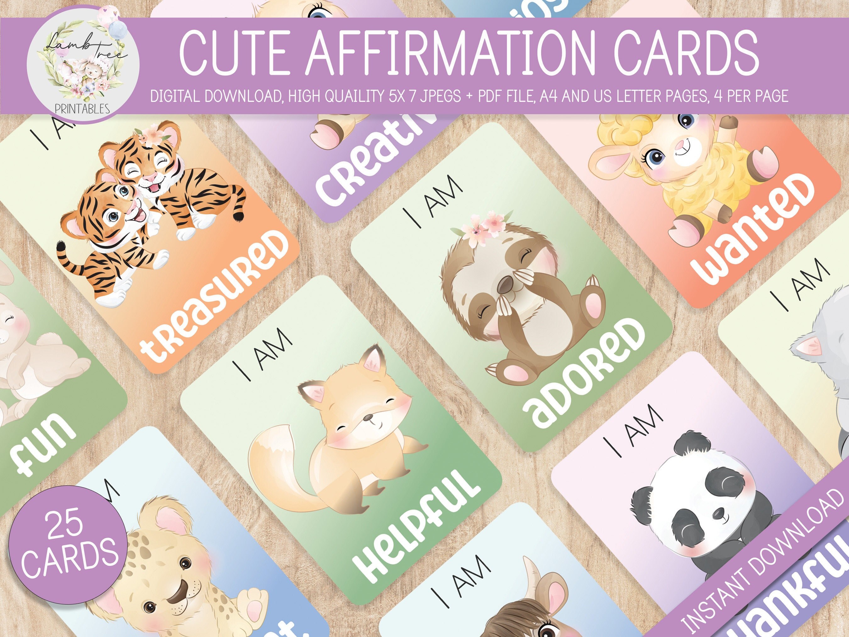 Cute Affirmation Cards for Kids, Motivational Cards for Children ...
