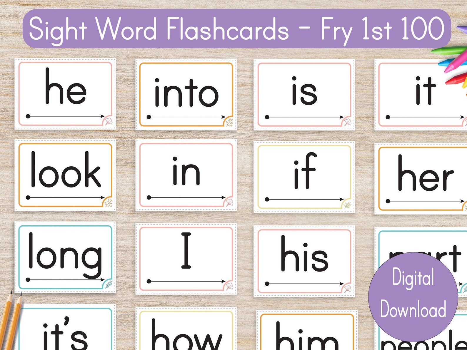 Fry Sight Words Flashcards, Fry 100 Printable Sight Word, 3 Letter ...