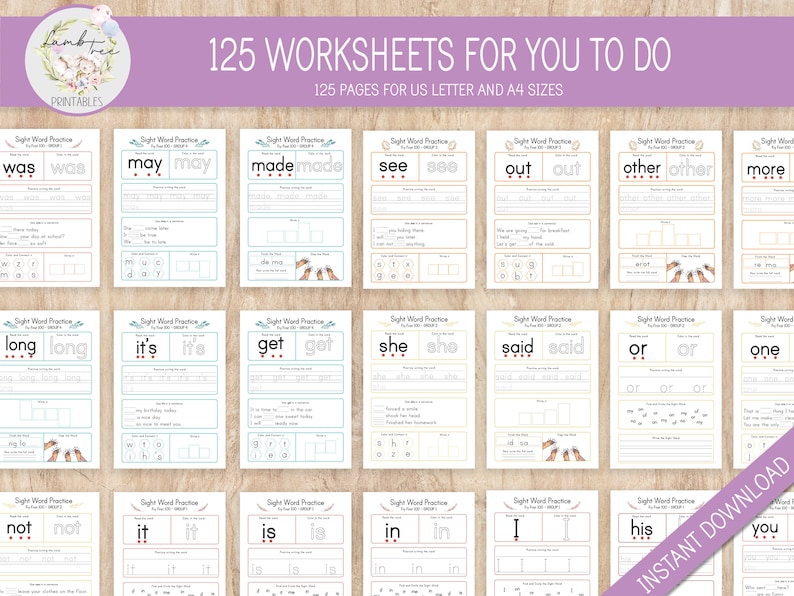 Sight Word Practice Combo Learn to Read Fry 100 Sight Words - Etsy