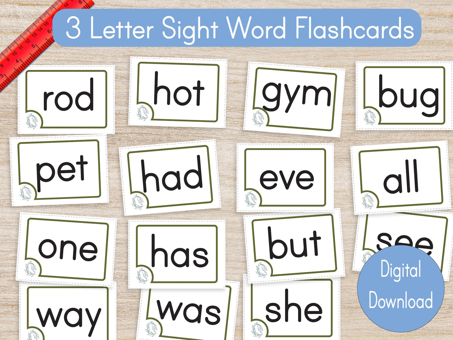 Sight Words Flashcards, Printable Sight Word, 3 Letter Sight Words ...