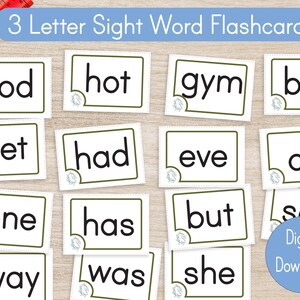 Sight Words Flashcards, Printable Sight Word, 3 Letter Sight Words ...
