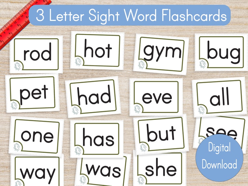 Sight Words Flashcards, Printable Sight Word, 3 Letter Sight Words ...