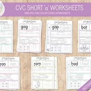 CVC - Short 'a' Words Worksheets, Learning CVC Words, Homeschool ...