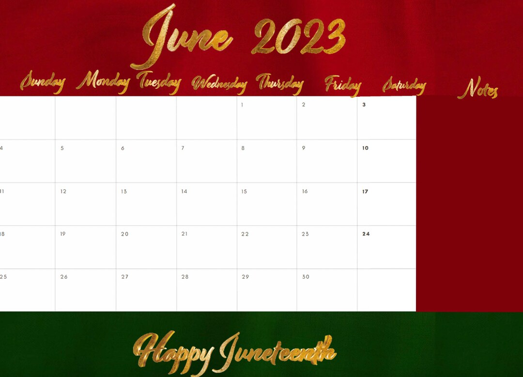 June 2023 Happy Juneteenth Calendar Printable 11x8.50 - Etsy