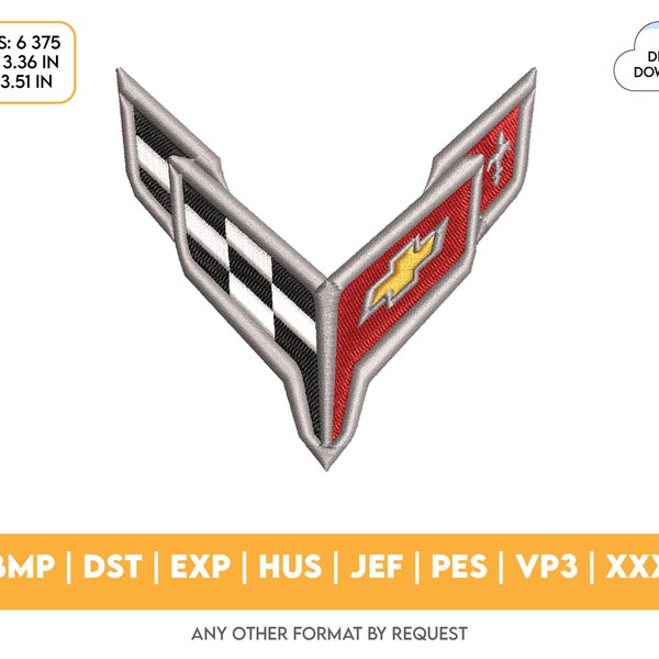 Corvette Logo Embroidery Design - Etsy Australia