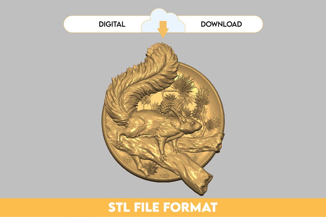Squirrel Sitting on A Branch STL Digital File Format 3D Model CNC - Etsy