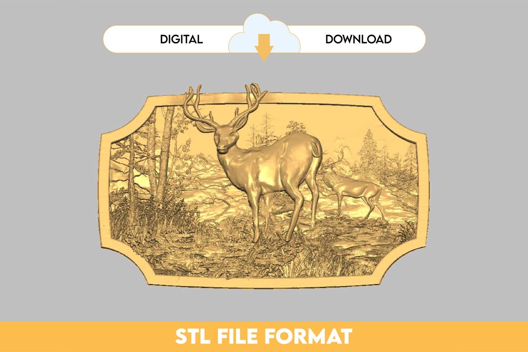 Deer Decorative Panel Woods Hunting STL Digital File Format 3D Model ...
