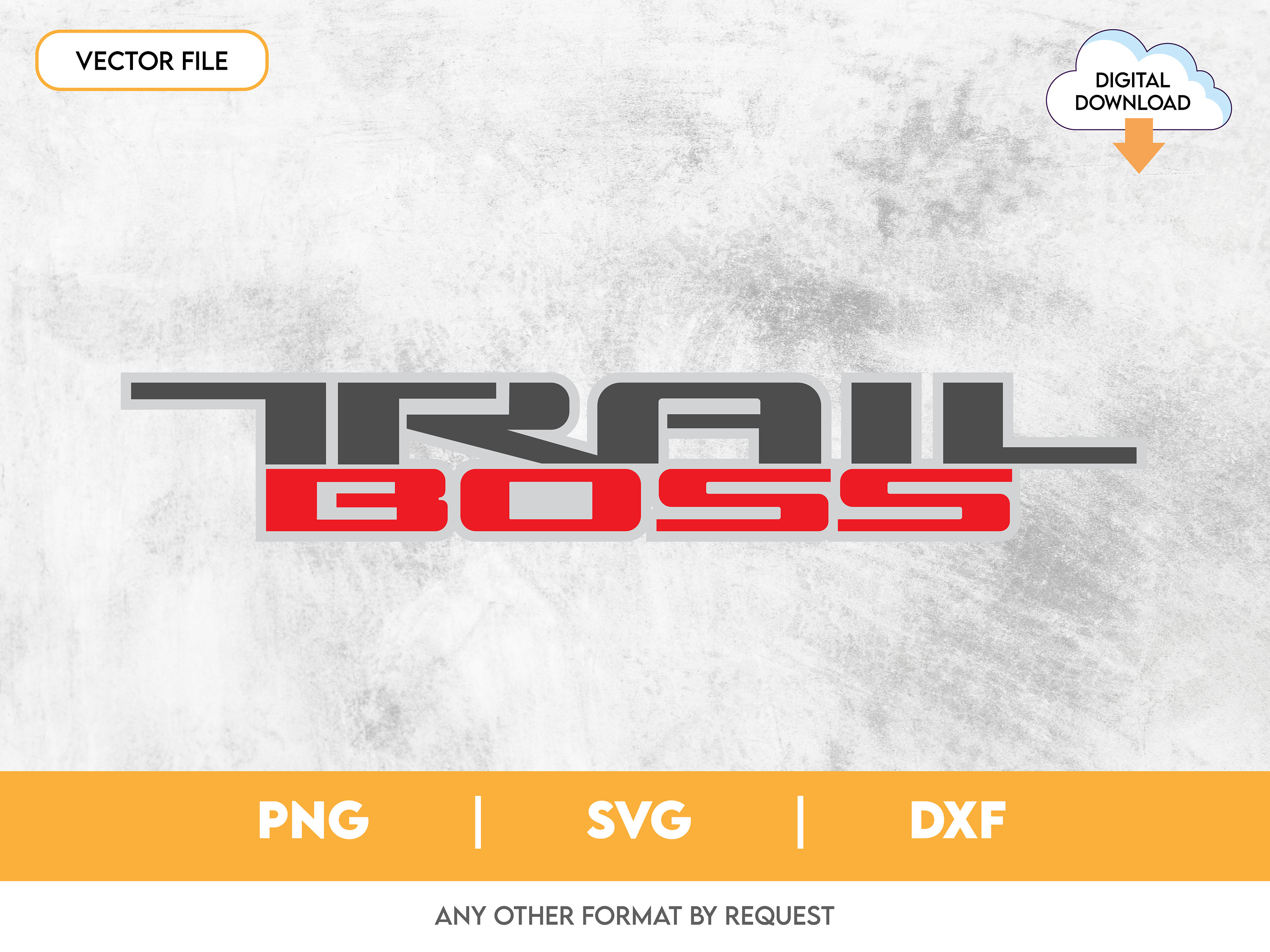 Chevrolet Silverado Trail Boss Digital Logo Vector DXF PNG SVG Instant ...