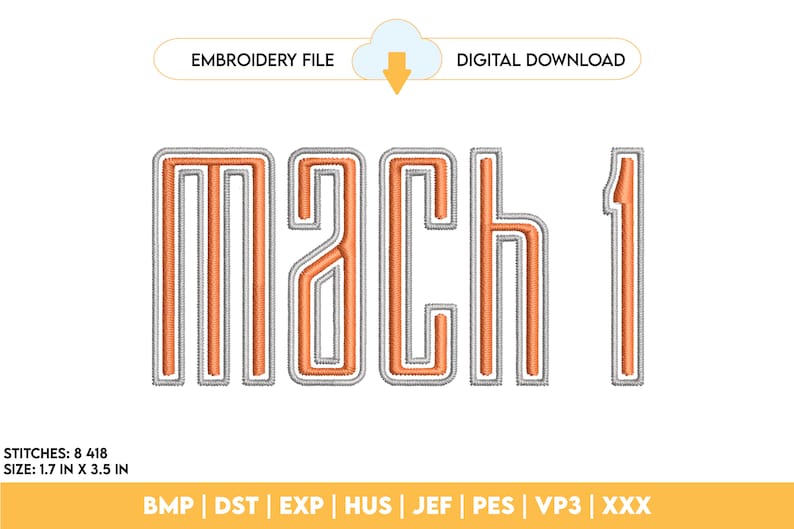 Ford Mustang Mach 1 File Machine Embroidery Design Digital Instant ...