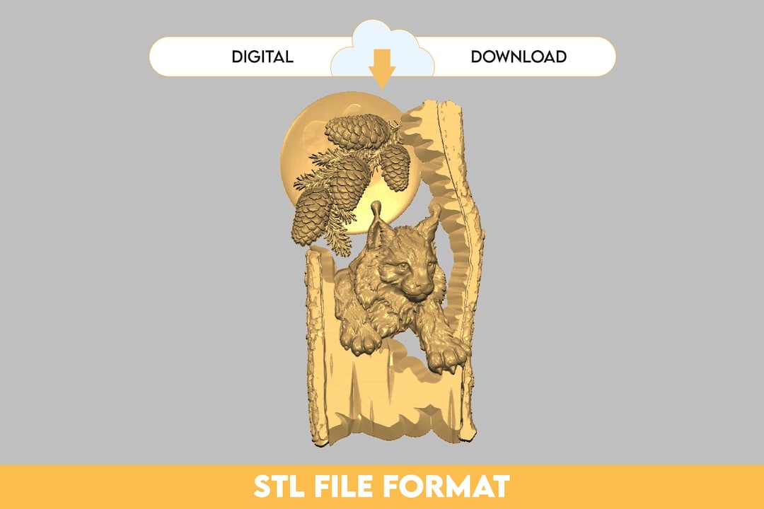 Bobcat Decorative Panel Art STL Digital File Format 3D Model - Etsy