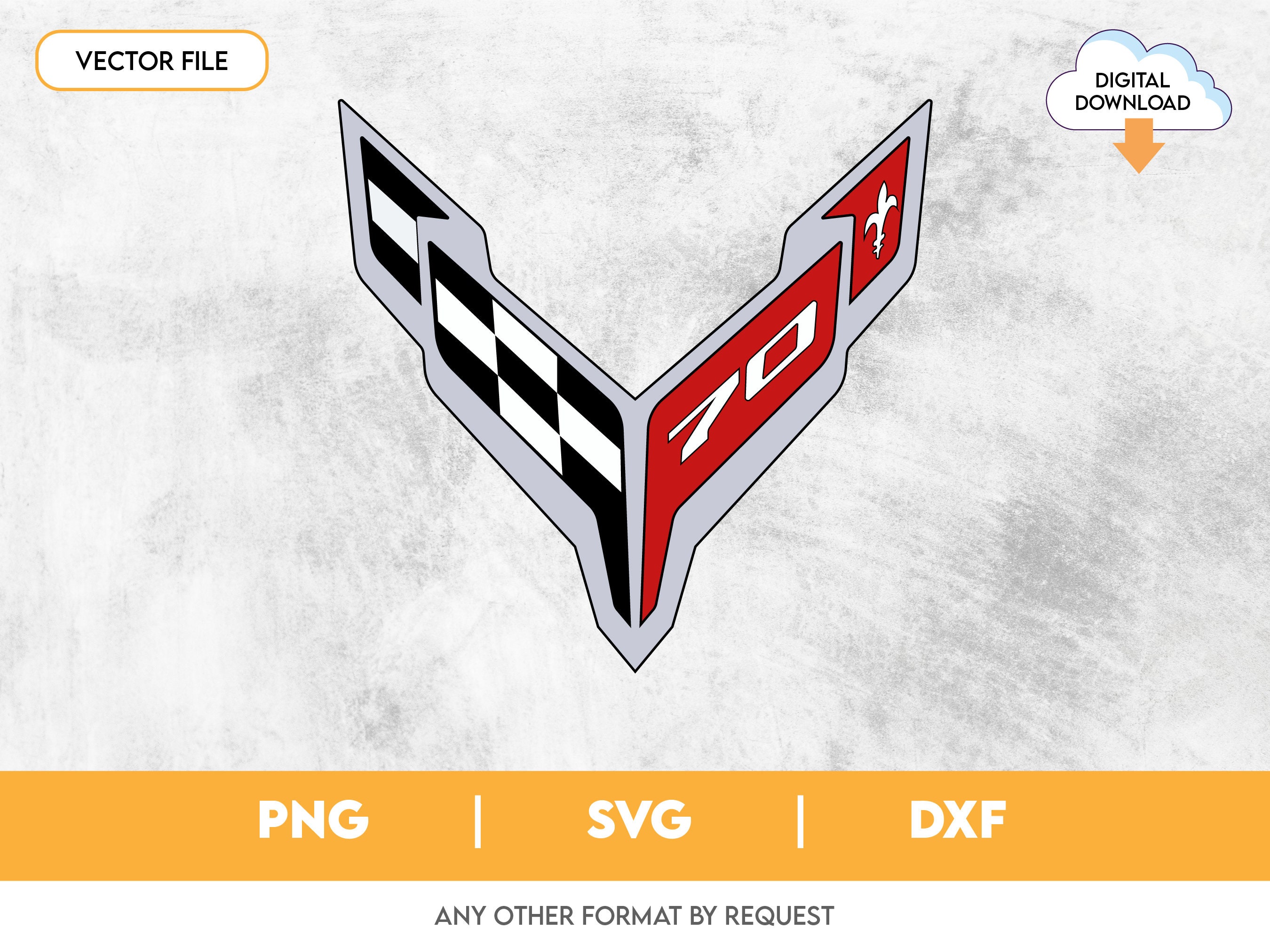 C8 70th Anniversary Chevrolet Corvette Digital Logo Vector DXF PNG SVG ...