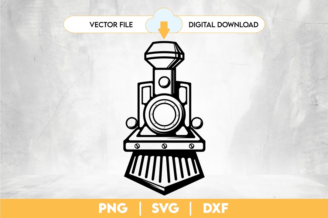 Locomotive Vintage Steam Train Vector Digital Logo Vector DXF PNG SVG ...