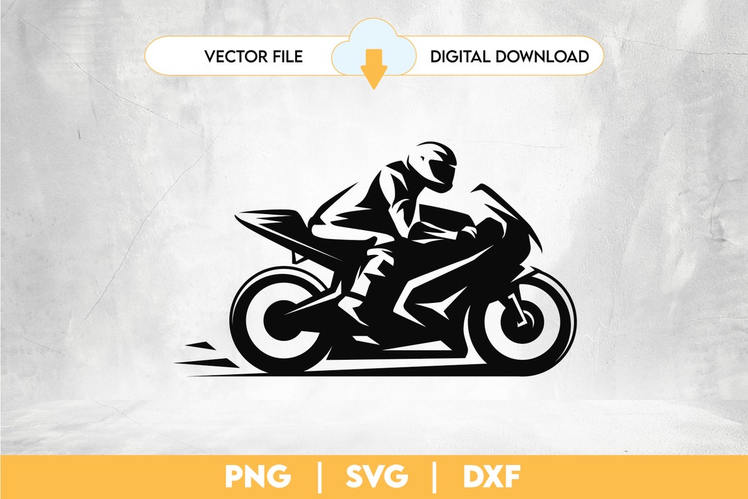 Sport Bike Motorcycle Digital Logo Biker Vector DXF PNG SVG Instant ...