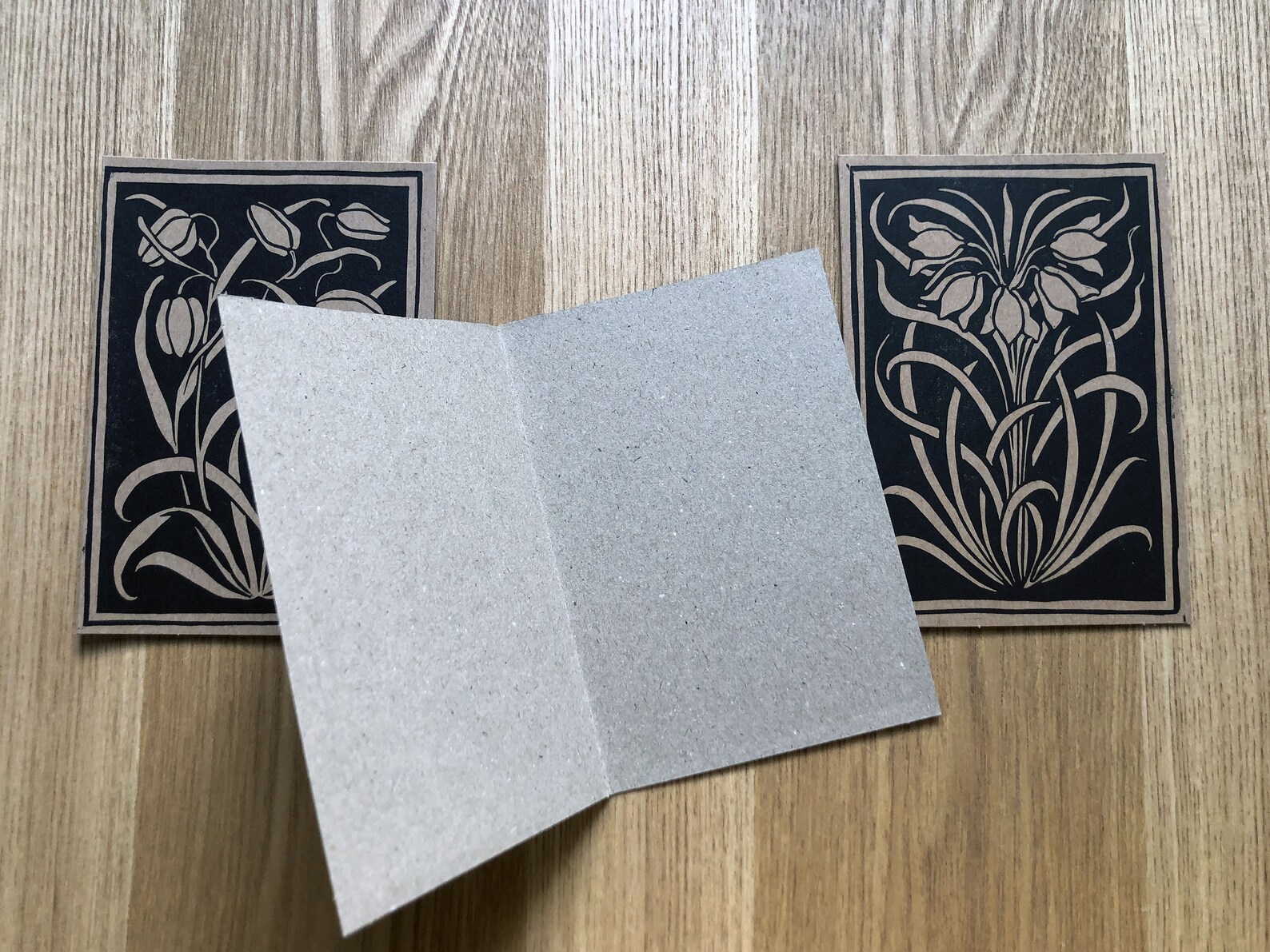 Hand-printed Linocut Postcards on Recycled Paper. Set of Three - Etsy UK