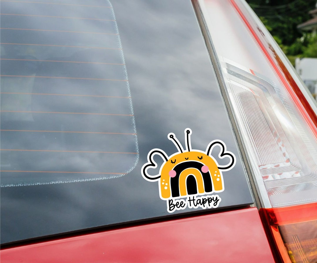 X4 Rainbow Bee Happy vinyl Decal Stickers - Etsy