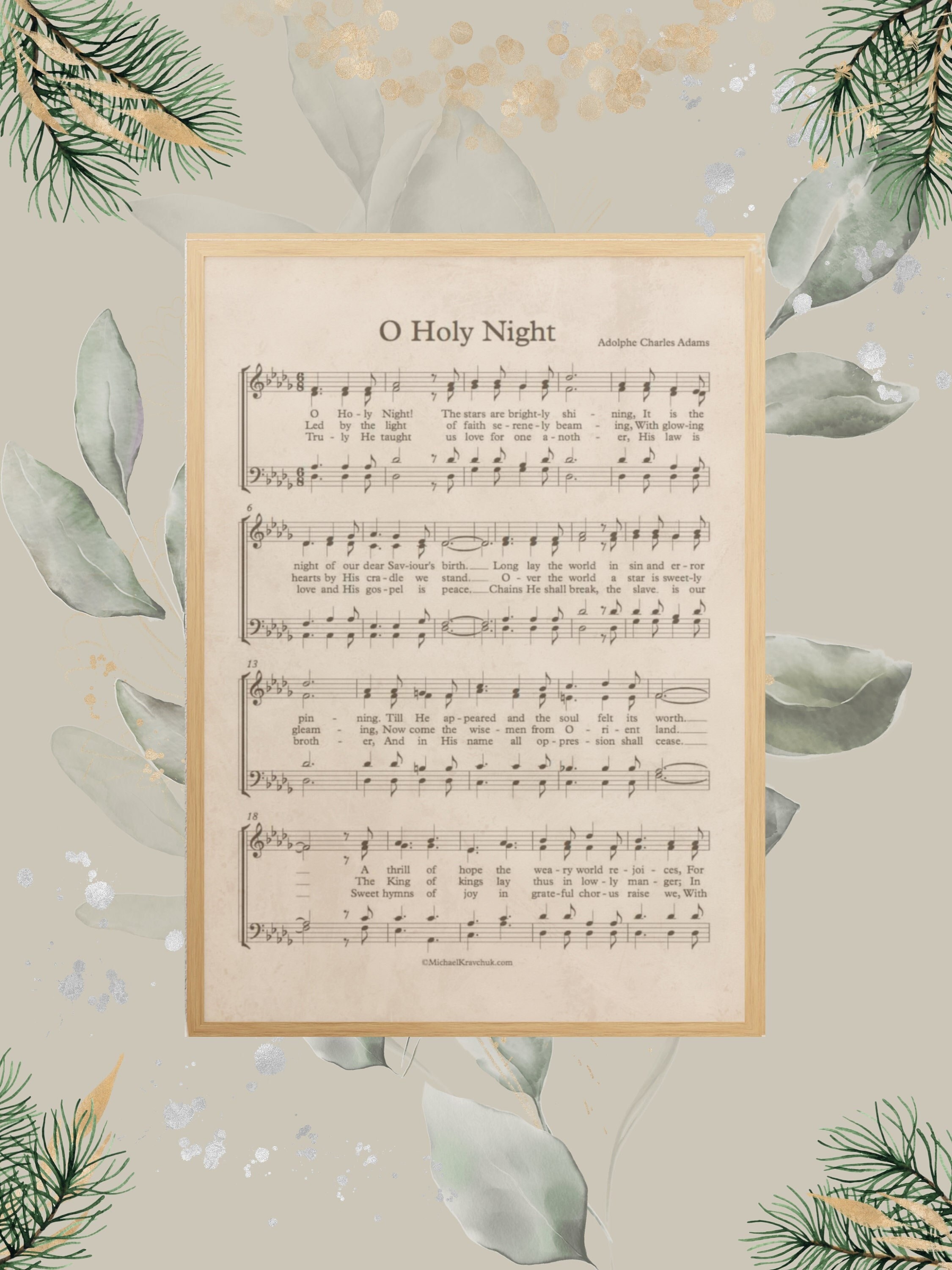 O Holy Night Printable Aged Christmas Carol Sheet Music - Etsy Australia