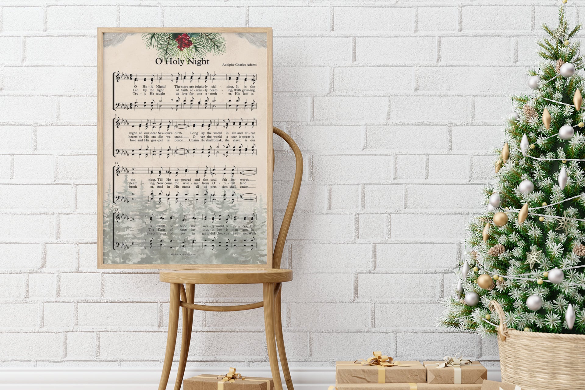 O Holy Night Print, Carol Sheet Music, Holiday Wall Art, Christmas Hymn ...