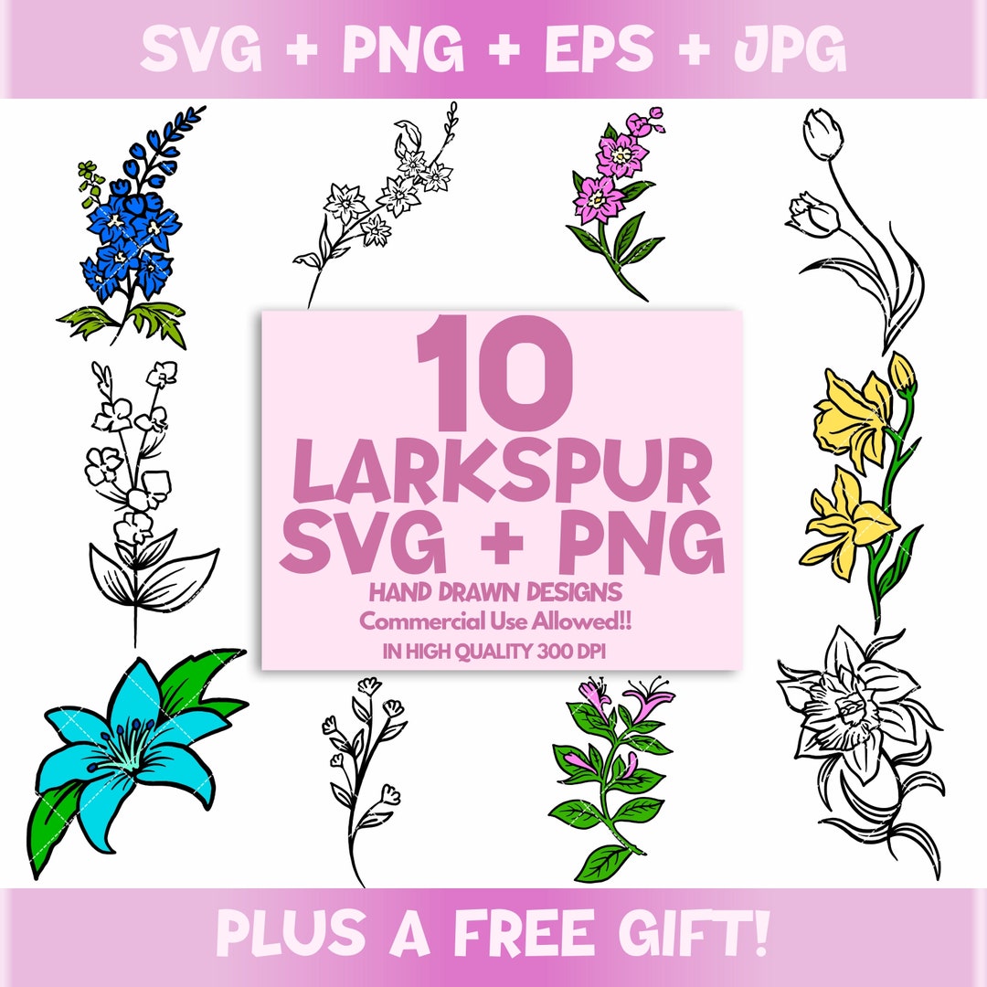 Larkspur SVG, July Birth Month Flower Svg Png, Larkspur Clipart ...