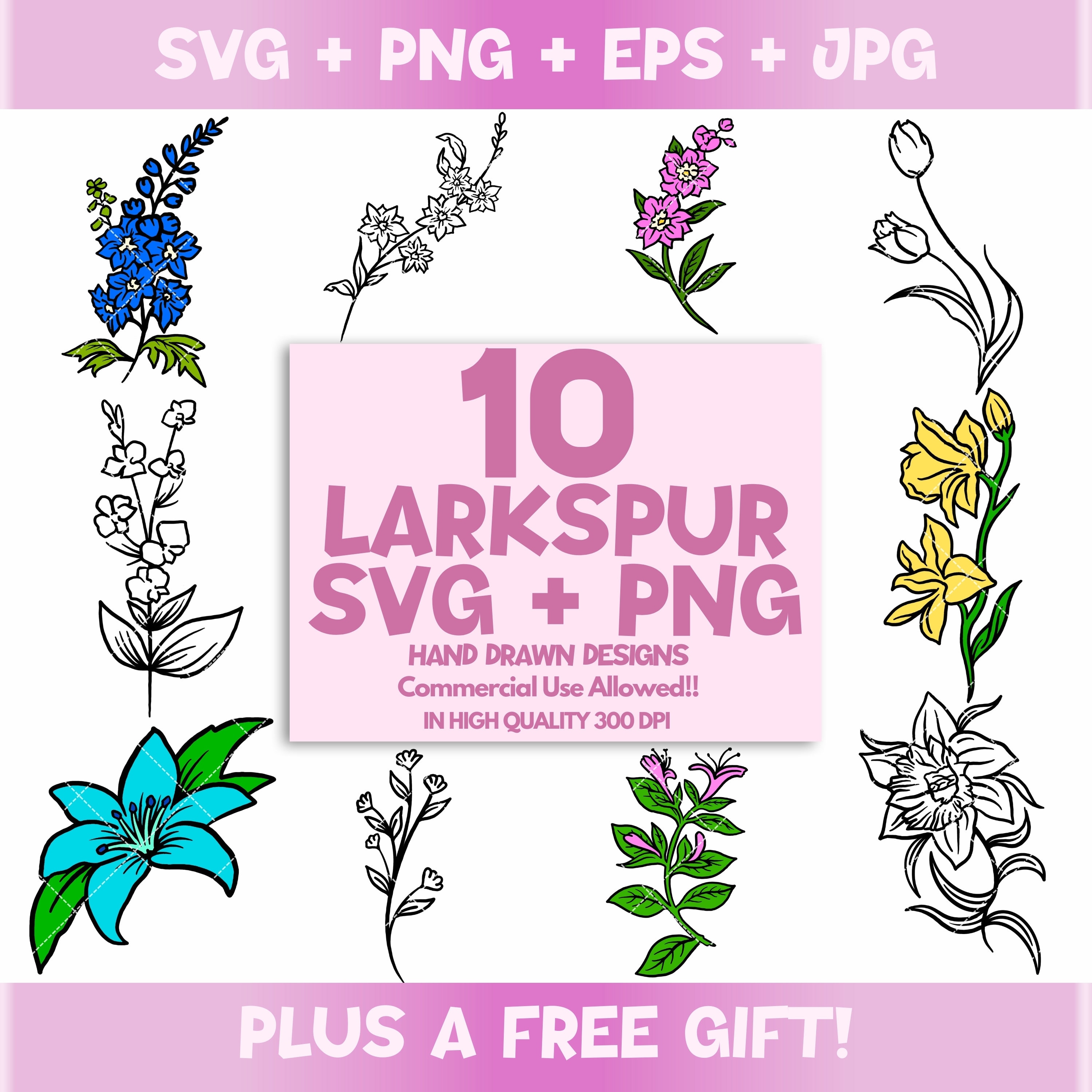 Larkspur SVG, July Birth Month Flower Svg Png, Larkspur Clipart ...