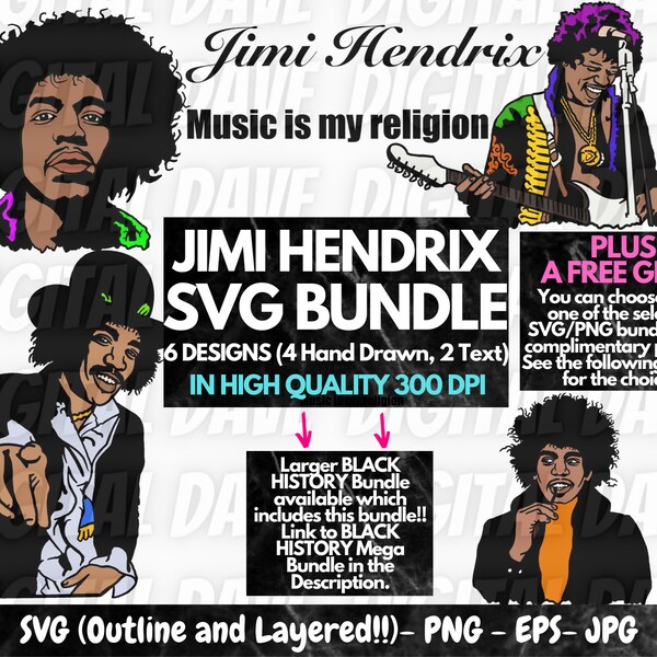 Jimi Hendrix Svg - Etsy