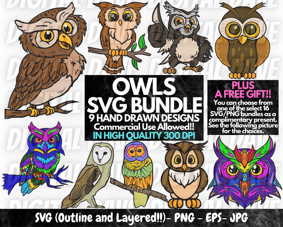 Owls Layered Svg Bundle, Cricut Owls Svg, Owls Silhouette Svg, Owls Svg ...