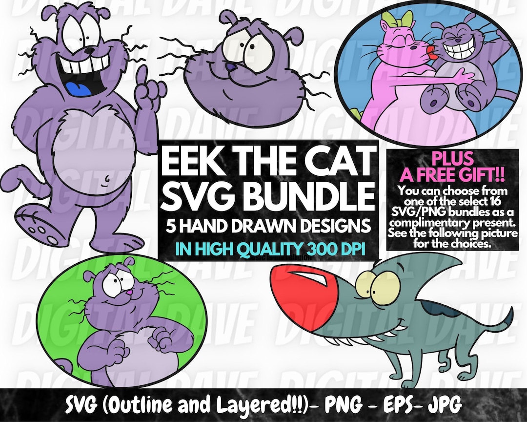 Eek the Cat Svg Bundle, Cricut Eek the Cat Svg, Eek the Cat Silhouette ...