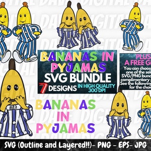 Bananas in Pyjamas Svg Bundle Cricut Bananas in Pyjamas Svg - Etsy ...