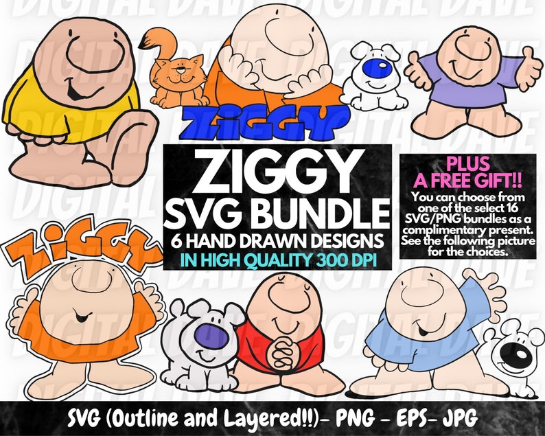 Ziggy Cartoon Svg Bundle Cricut Ziggy Cartoon Svg Ziggy - Etsy