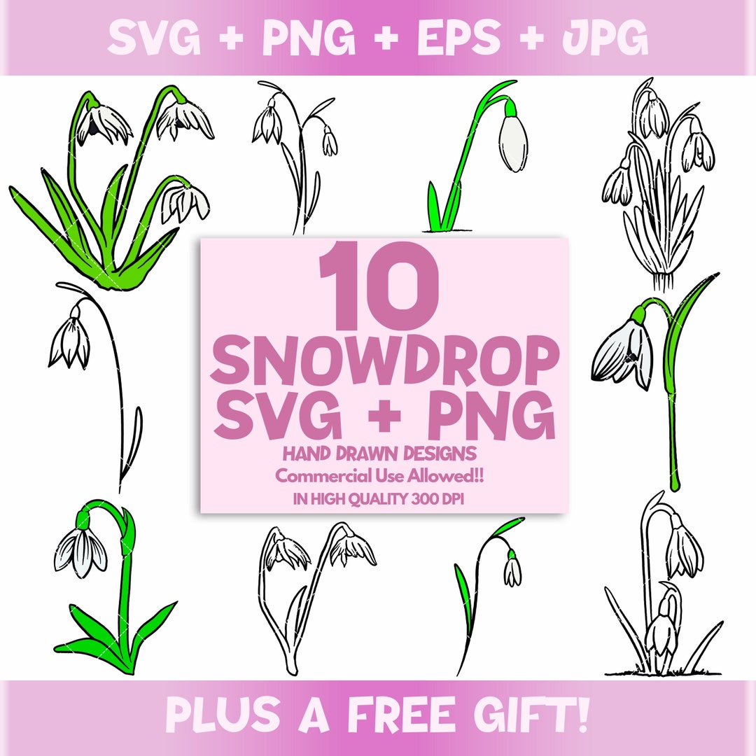 Snowdrop SVG, January Birth Month Flower Svg Png, Snowdrop Clipart Set ...