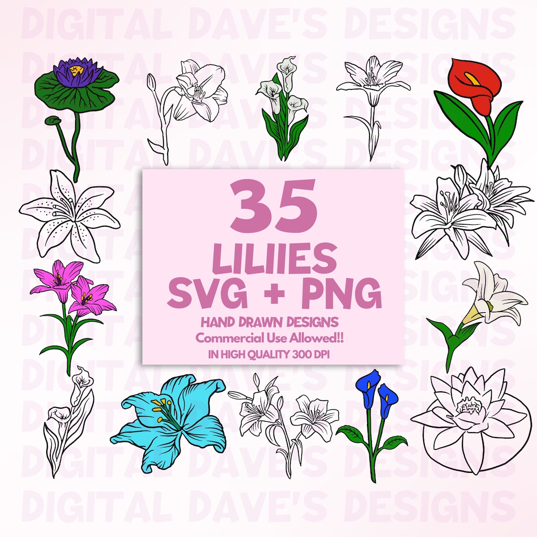 Lilies SVG Bundle, Lilies Clipart Set, Gift Idea for Mom, Lilies Cut ...