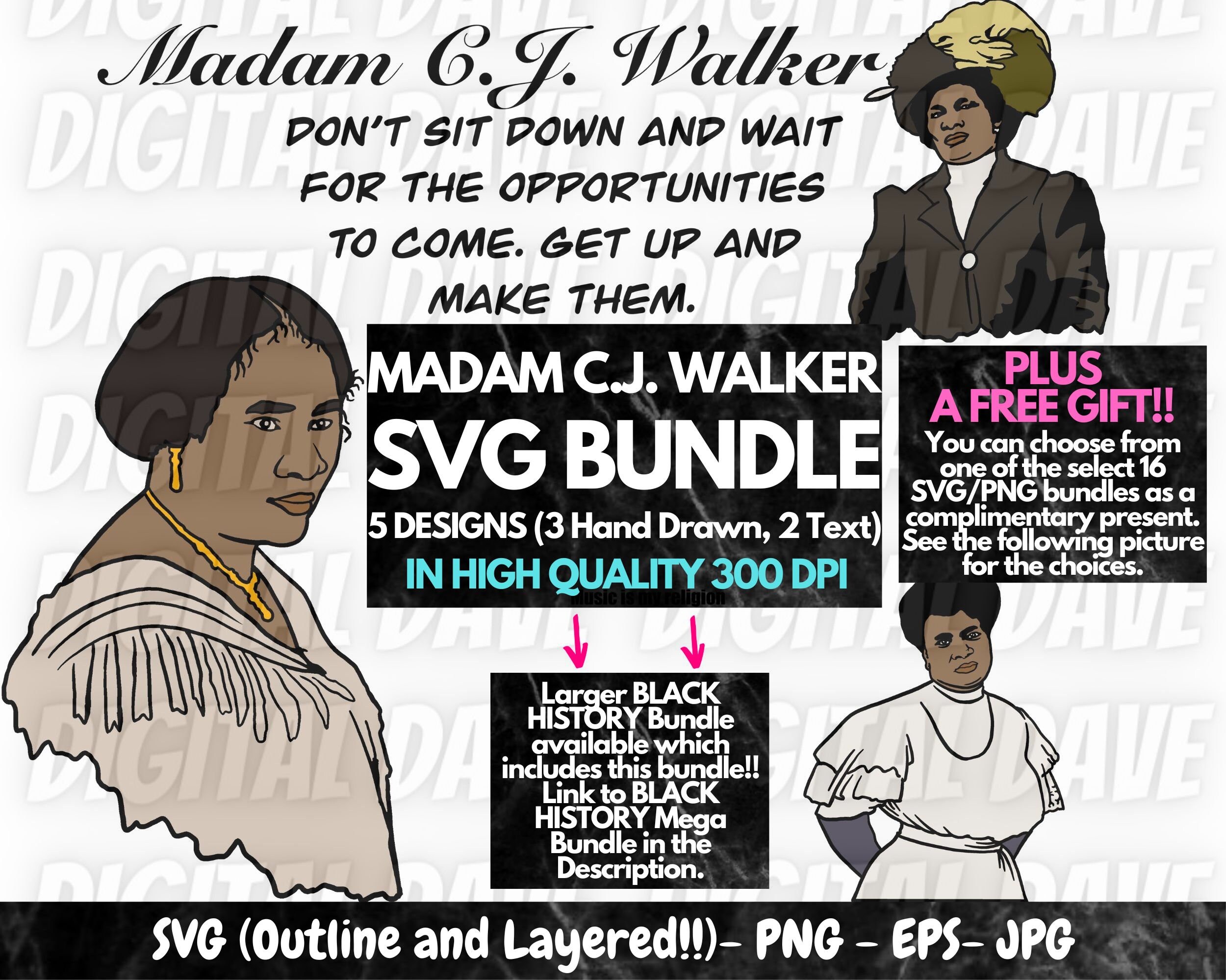 Madam CJ Walker SVG Bundle Black History Month Svg Black - Etsy