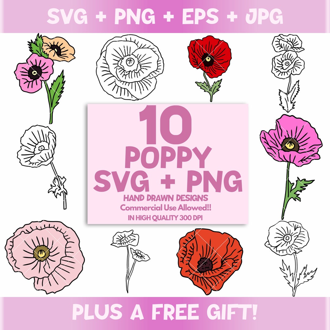 Poppy SVG, August Birth Month Flower Svg Png, Poppy Clipart Set, Poppy ...