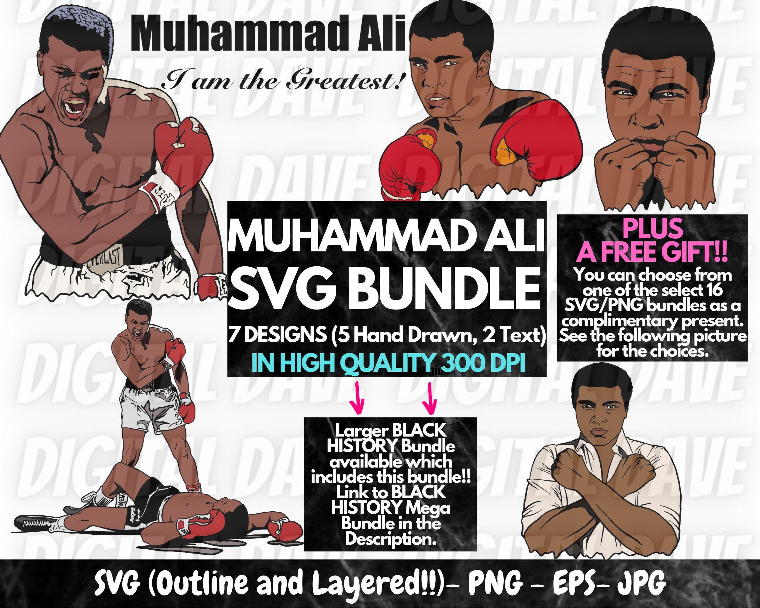 Muhammad Ali Svg Bundle Black History Month Svg Black Etsy Canada