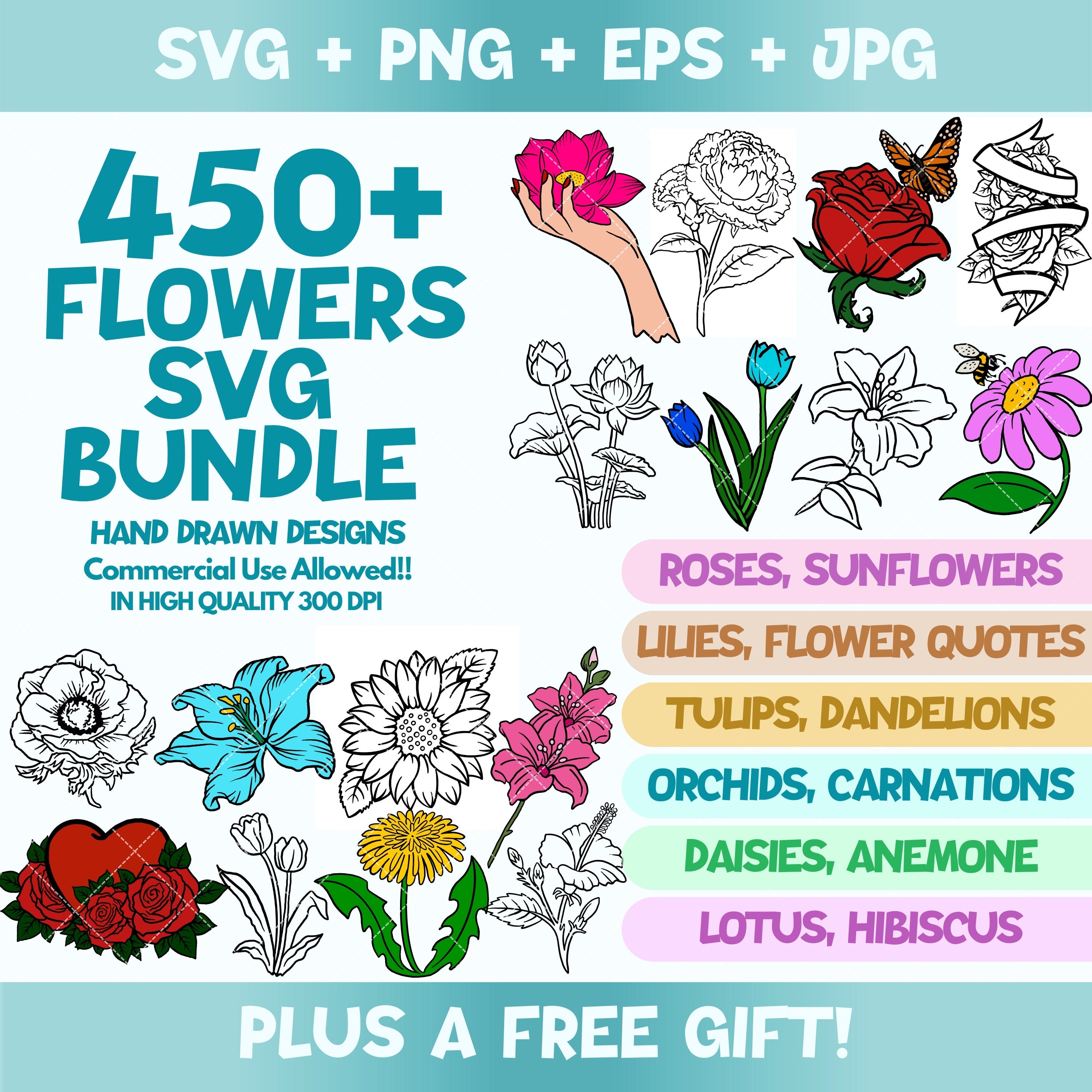 Flor simple svg, ramo de flores svg, flor silvestre svg, flor de color ...