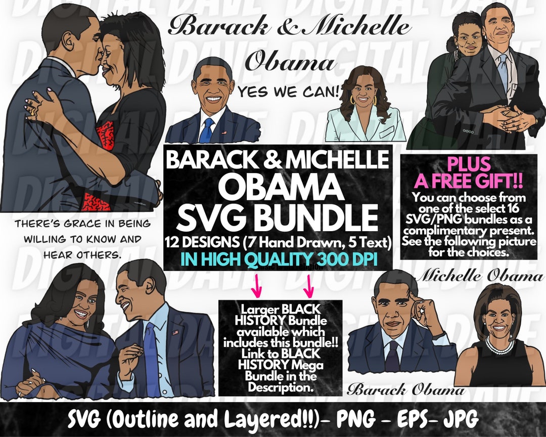 Barack Obama SVG Bundle Michelle Obama SVG Bundle Black - Etsy