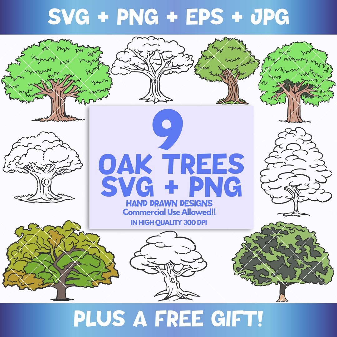 Oak Trees Svg Bundle, Cricut Oak Trees Svg, Arbor Day Svg Bundle, Oak ...