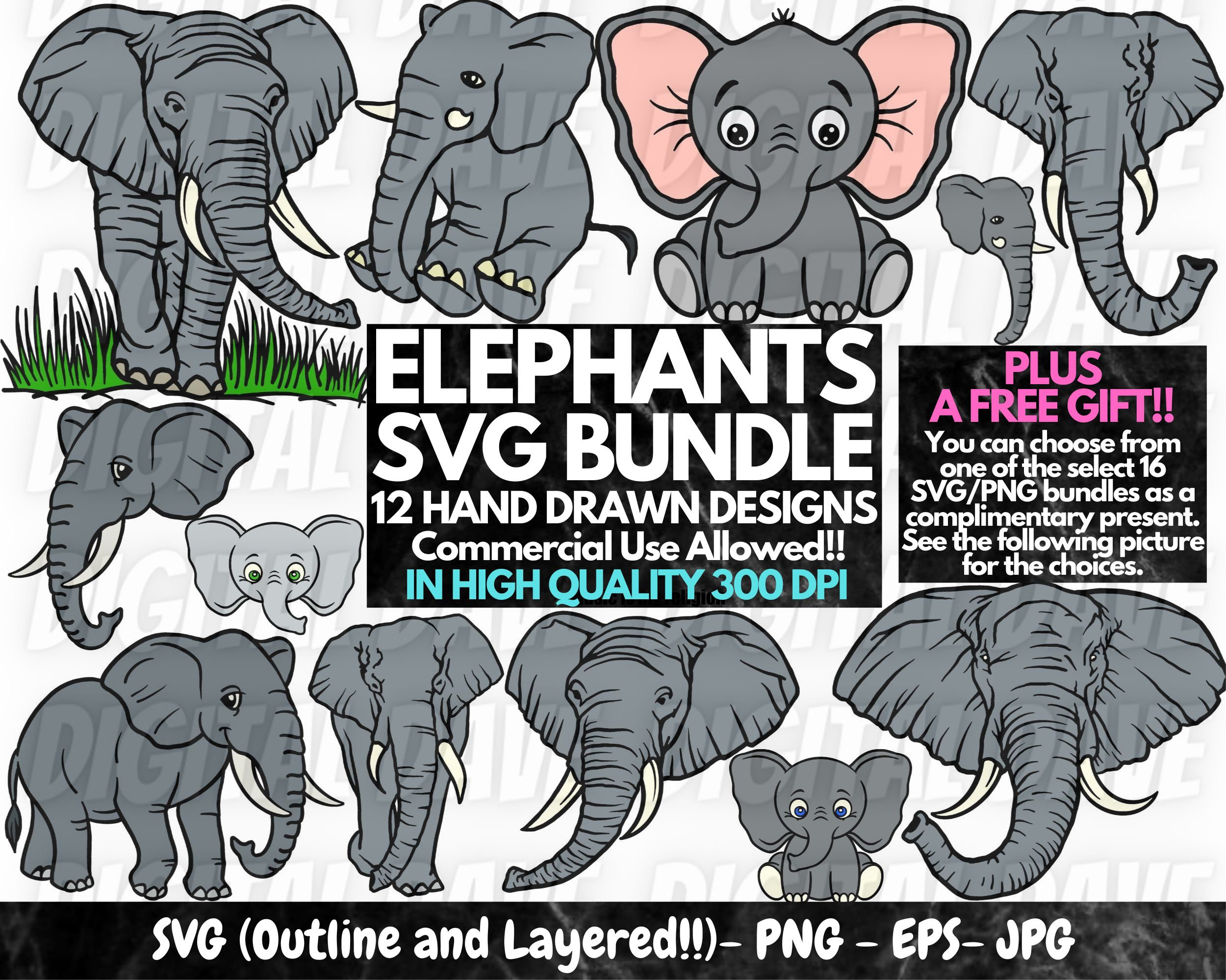 Elephants Layered Svg Bundle, Gray Elephant Svg Bundle, Cricut ...
