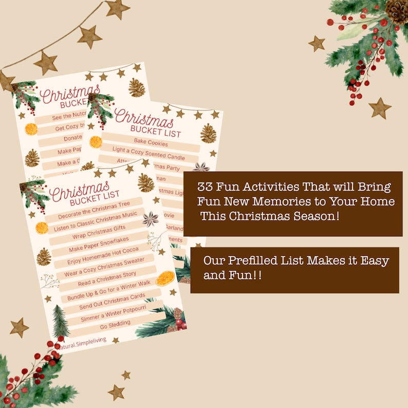 Christmas Bucket List Template, Holiday Bucket List Printable ...