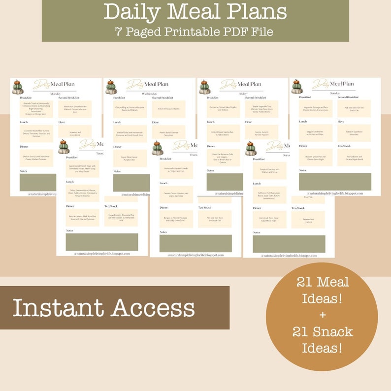 Full Week Meal Planner Printable PDF | Meal Prep | Menu Planner | Meal ...
