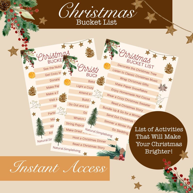 Christmas Bucket List Template, Holiday Bucket List Printable ...