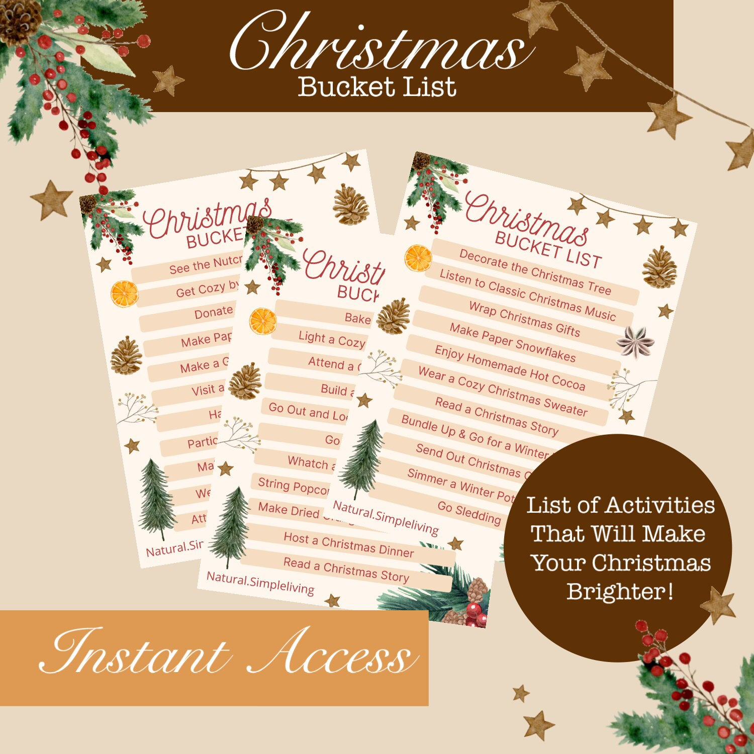 Christmas Bucket List Template, Holiday Bucket List Printable ...